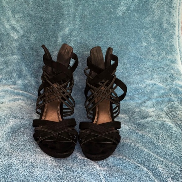 Dress Barn | Shoes | Dress Barn Black Strappy Heels | Poshmark